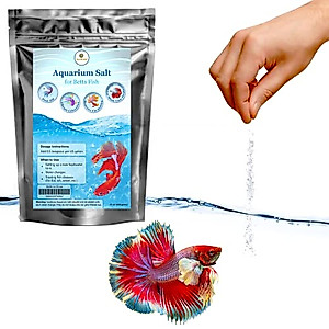 SunGrow Aquarium Salt for Betta Fish, Aids in Reduction of Stress Level and Improves Color, Supports Gill and Kidney Functions, 16-Ounce