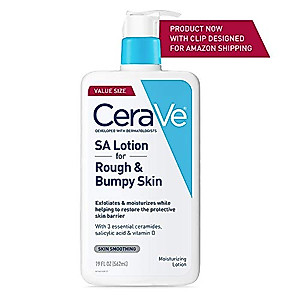 CeraVe SA Lotion for Rough & Bumpy Skin | Vitamin D, Hyaluronic Acid, Lactic Acid & Salicylic Acid Lotion | Fragrance Free & Allergy Tested | 19 Ounce