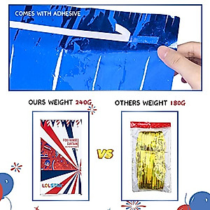 LOLStar 4th of July Decorations,Red White and Blue 3 Pack Tinsel Foil Fringe Curtains,4th of July Photo Booth Prop Streamer Backdrop for America Patriotic Party,Memorial Day,Independence Day,Labor Day