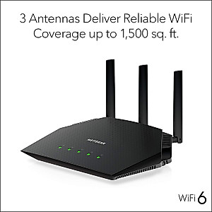 NETGEAR 4-Stream WiFi 6 Router (R6700AX) – AX1800 Wireless Speed (Up to 1.8 Gbps) | 1,500 sq. ft. Coverage (Renewed)