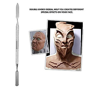Salmue Modeling Scar Wax with Stainless Steel Double Ended Spatula Applicator Special Effects FX Makeup Tool for Theatrical Makeup and Halloween Fake Wound Moulding Scars Prosthetics(L)