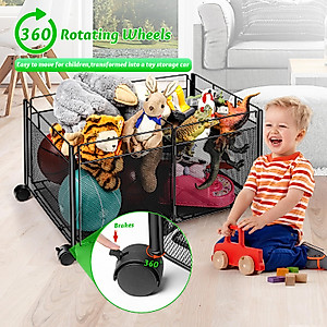 ANNKIE Toy Box,Toy Chest for Kids,Toy Box for Boys Girls, 80L Metal Toy Storage Organizer with Wheels & Removable Divider, Foldable Sturdy Large Toy Box Chest Storage for Nursery, Laundry, Camping