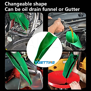 VGETTING Flexible Draining Tool Car Oil Change Funnel, General Purpose Automotive Funnel Reusable Foldable Draining Funnel Drip-Free Oil Filter Guide Tool (14.57x6.7Inch)