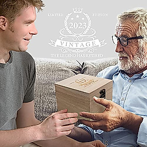 LIGHTEN LIFE Retirement Gifts for Men 12 oz,The Legend Has Retired 2023 Whiskey Glass in Valued Wooden Box,Funny Retired Gift Retirement Party Decoration,Unique Retirement Gag Gift Ideas for Men