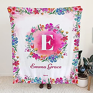 Toyshea Personalized Blankets for Kids Monogram Blanket Customized Cozy Fleece Or Sherpa Initial Blanket with Name On It Custom Birthday Christmas Mothers Day Throws for Baby Girls Girl Toddler Adult