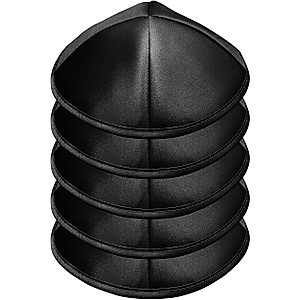 HolYudaica Pack of 5-Pcs - Hq 18/19/20CM Satin/Linen Kippah for Men & Boys, Yamaka Hat Designed in Israel - Kippot Bulk (Black, Satin)