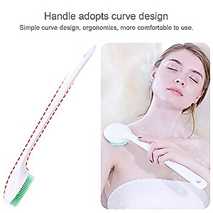 Silicone Body Scrubber Exfoliator, Back Brush Scrubber Long Handle for Shower with Soft Bristles, Shower Brush Scrubber for Body Men and Women, BPA Free, Non-Slip