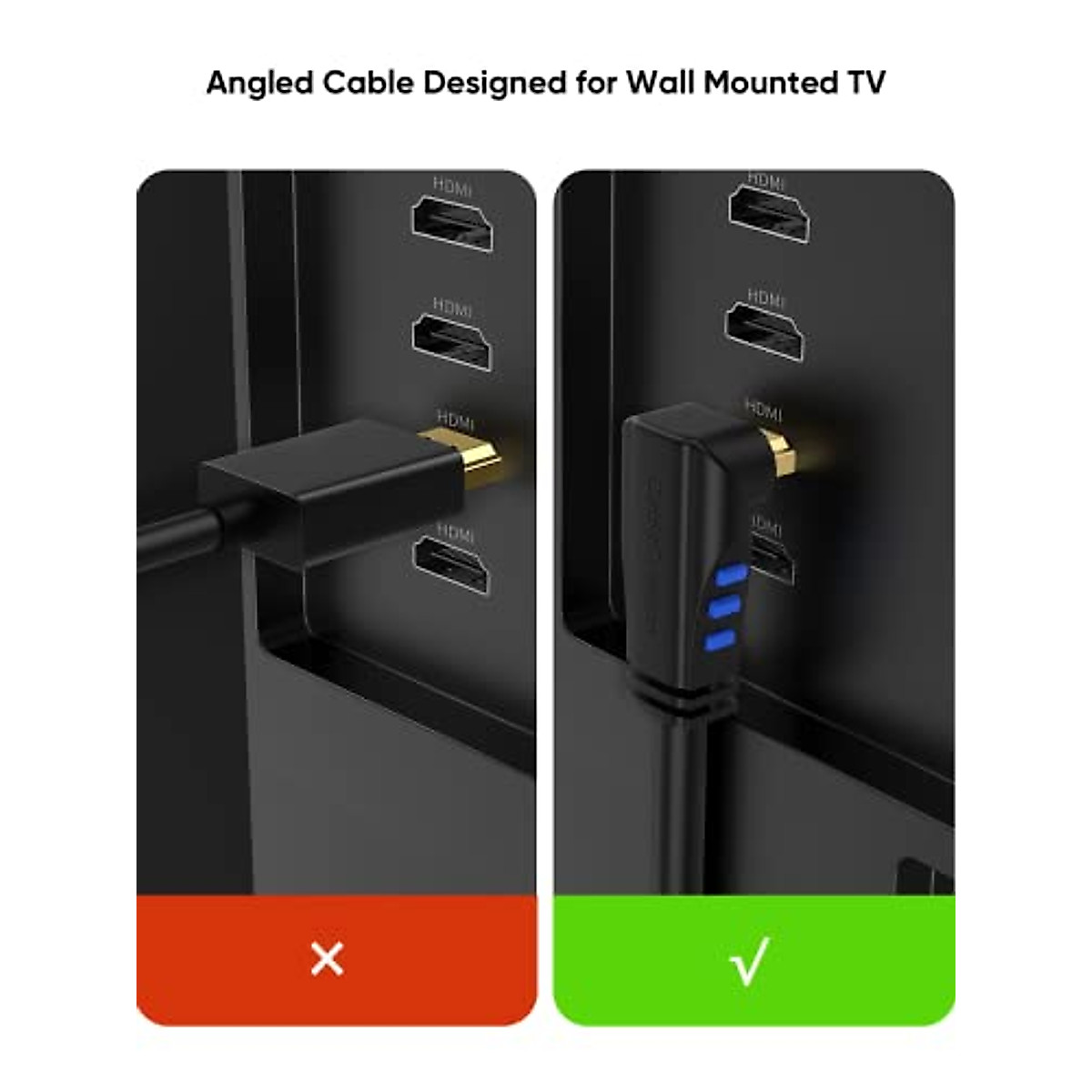 CableCreation 4K HDMI Cable, 6 Feet Upward Angle 270 Degree Vertical Right 4K HDMI Cable, Support 4K Ultra HD, 3D Video, Ethernet, Audio Return Channel, Black