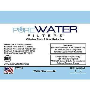 Inline Water Filter For Refrigerators, Ice Makers, Coffee Makers, Water Fountains, Water Coolers, Sink Faucets, RV, Campers, and Boats - with 1/4" Quick-Connect Fittings