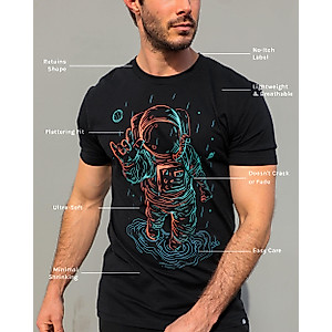 INTO THE AM Liberty T-Shirt - Cool Astronaut Design Tees for Men (Black, X-Large)