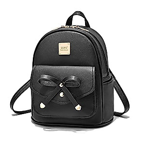 ZGWJ Girls Mini Leather Backpack Purse Bowknot Small Backpack Cute Casual Travel Daypacks Shoulder Bags for Women Black