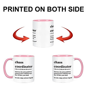 Cabtnca Chaos Coordinator Mug, 11Oz, Porcelain, Coffee Mug for Women Boss Teacher, Funny Work Gifts, Handmade, Microwave Safe, Dishwasher Safe