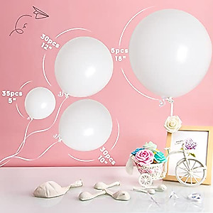 Henviro White Latex Party Balloons - 100 Pcs 5/10/12/18 Inch Balloons Helium Quality Latex Balloons As Birthday Party Balloons/ Graduation Balloons/ Valentines Day Balloons/ Baby Shower/ Wedding