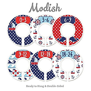 Modish Labels Baby Clothes Size Dividers, Baby Closet Organizers, Size Dividers, Baby Closet Organizers, Closet Dividers, Clothes Organizer, Neutral, Boy, Girl, Nautical, Anchors, Sail Boats (Baby)