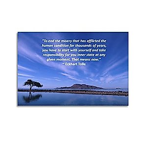 Eckhart Tolle Quote Poster Black And White Inspirational Canvas Poster 4 Poster for Room Aesthetic Posters & Prints on Canvas Wall Art Poster for Room 08x12inch(20x30cm)