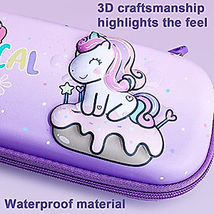 Unicorn Pencil Case for Girls, 3D Cute Cartoon Unicorn Pencil Pouch, Portable Storage Pouch Large Capacity with Compartment & Zipper Pencil Bag for Kids Boys Girls