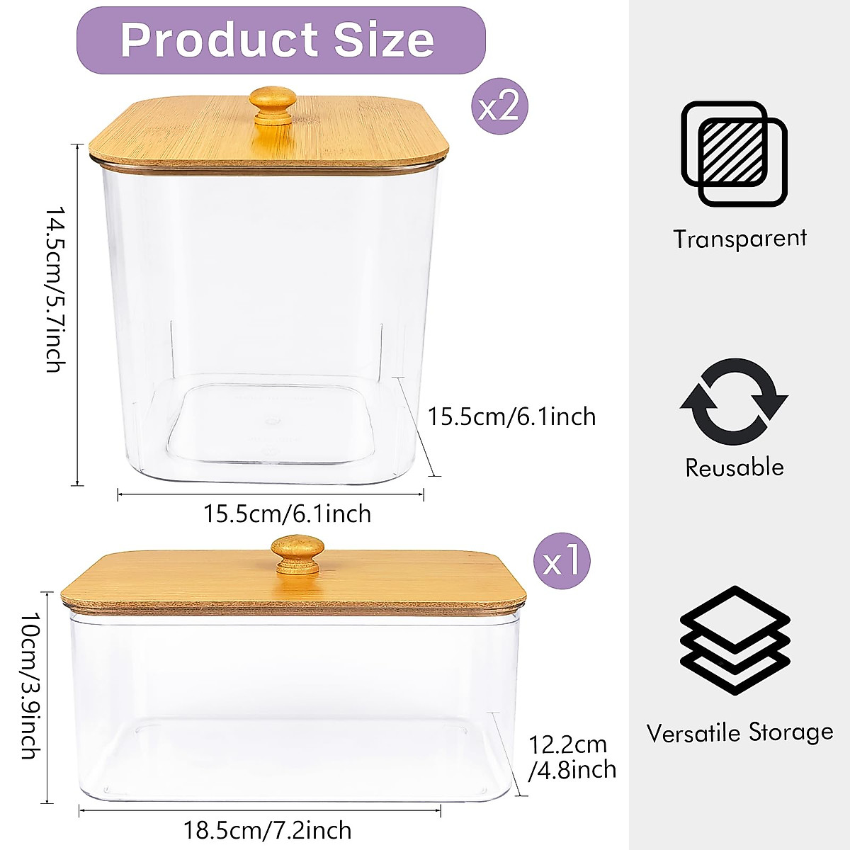2+1 Pack Laundry Pods Container,Clear Laundry Detergent Powder Storage Containers,Laundry Room Organization Containers with Wooden Lids & Labels,Laundry Pods Holder for Scent Booster,Dryer Ball