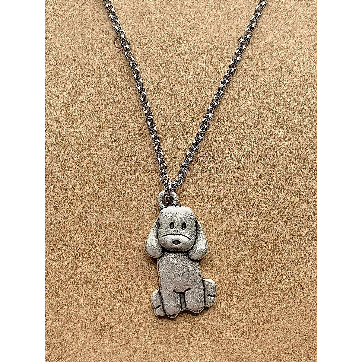 Goldendoodle Labradoodle Charm Necklace, Golden Lover Gift, Silver Metal Dog Pendant on a Chain, Ladies I Love Poodle Mix