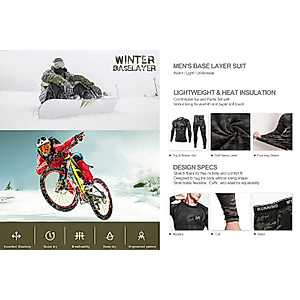 MEETYOO Thermal Underwear for Men, Winter Gear Long Johns Base Layer Top and Bottom Set for Skiing Running, Camo, Large