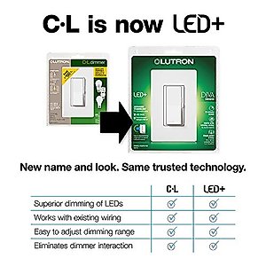 Lutron Diva LED+ Dimmer Switch for Dimmable LED, Halogen and Incandescent Bulbs, Single-Pole or 3-Way, DVCL-153P-GR, Gray & Claro On/Off Switch, 15-Amp, Single-Pole, CA-1PS-GR, Gray