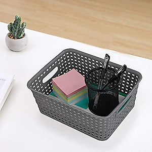 Pekky Grey Plastic Storage Baskets, Classroom Organization Baskets, 6 Packs