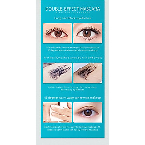 2in1 4D Waterproof Mascara Long-5x Longer Formula for Fuller Lashes - Intense Black Mascara for Thick and Full Lashes