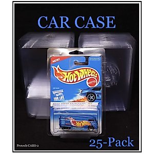 Protech SSCARS-2 Storage/Display Space Saver Car Case for Carded Hot Wheels, 4.25" W x 6.5" H x 1.25" D, 25-Pack