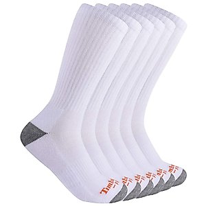 Timberland PRO Men's 6-Pack Performance Crew Length Socks, White, M