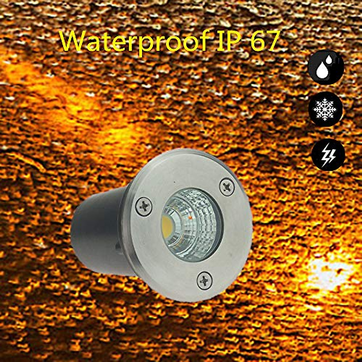 ZSGoes 6 Pack 3W Warm White LED Well In Ground Landscape Lights IP67 Waterproof for Outdoor Lighting, Garden, Yard, Patio, Driveway, Deck, Step, Pathway, Low Voltage 12V 24V DC AC