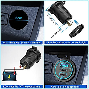 USB C Car Charger Socket 12V USB Outlet 2 Pack – Ouffun Newest 58W RV USB Outlet Dual 20W PD USB-C and 18W QC3.0 Car USB Port with Button Switch Waterproof for Car RV Boat Marine Truck Motorcycle ect