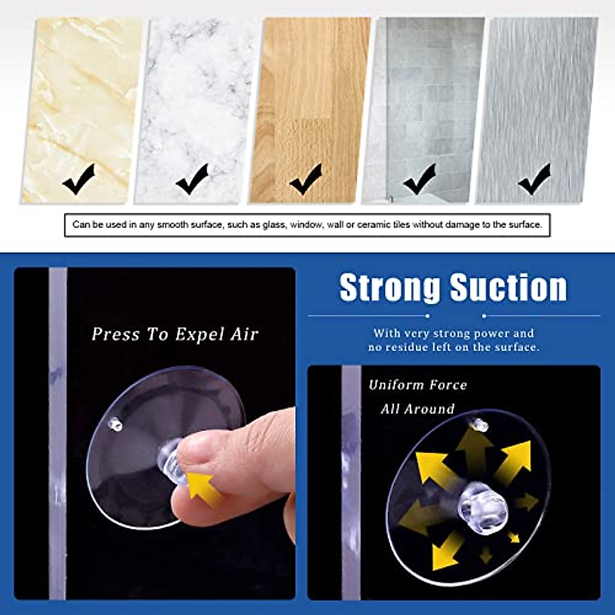 Glarks 80Pcs 25mm 30mm 35mm 40mm 45mm Suction Cups Set, 5 Size Rubber Anti-Collision Sucker Pads with Holes Without Hooks for Home Kitchen Bathroom Houseware Hanging Items