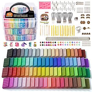 Polymer Clay, Shuttle Art 82 Colors Oven Bake Modeling Clay, Creative Clay Kit with 19 Clay Tools and 16 Kinds of Accessories, Non-Toxic, Non-Sticky, Ideal DIY Art Craft Clay Gift for Kids Adults
