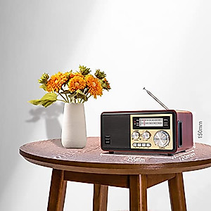 Oncheer Retro Vintage Wood Bluetooth FM/AM/SW Home Radio, 15W Subwoofer Stereo Speaker, AC&Battery Powered Radios with Antenna Best Reception, Support Remote Control/TF Card/USB Player/AUX