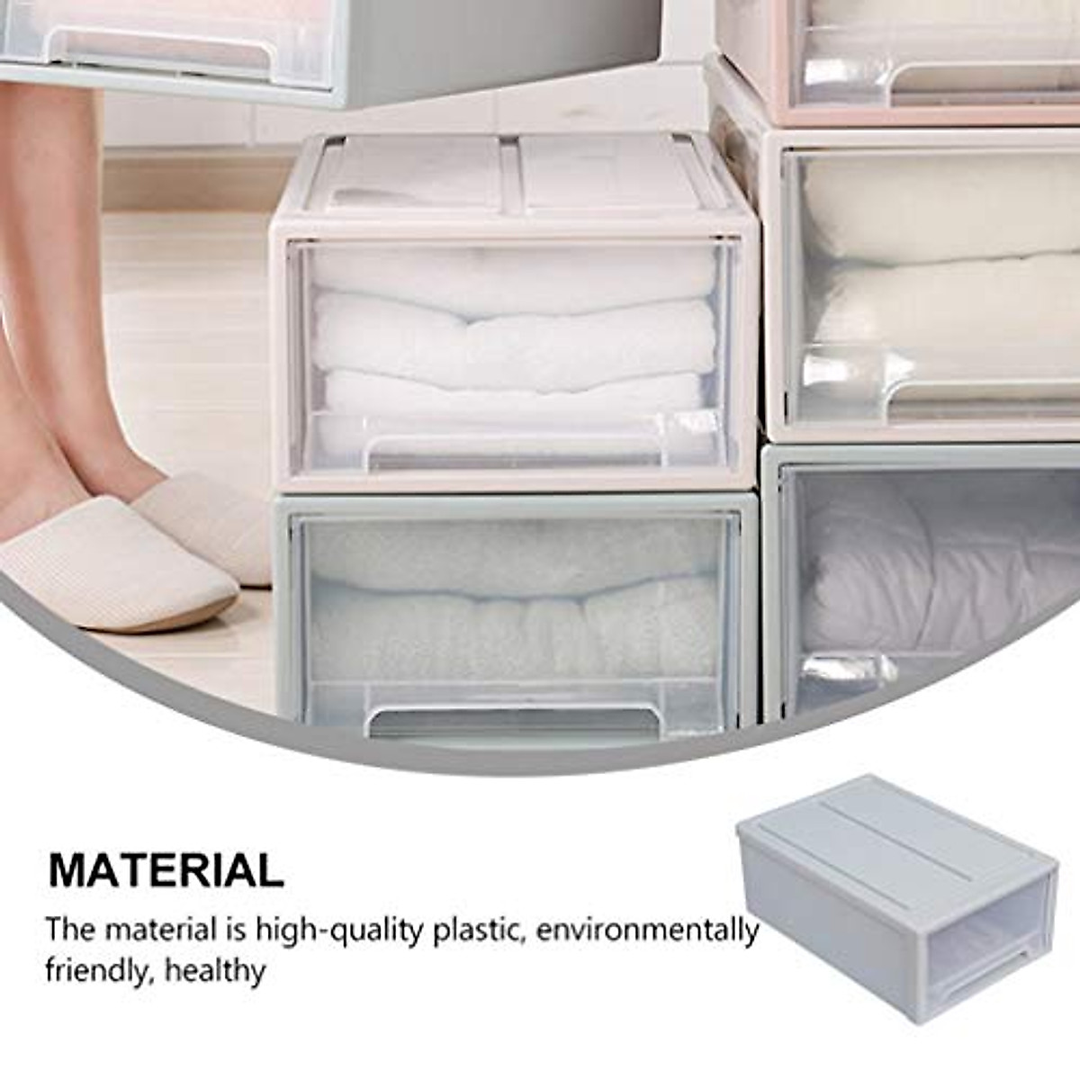 Cabilock Plastic Drawer Clothes Storage Box Pull-Out Drawer Container for Organizing Mens and Womens Shoes Sandals Wedges Flats Heels and Accessories Blue