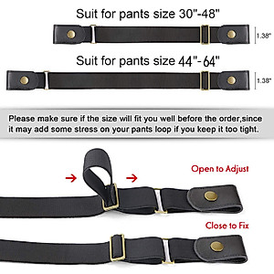 WERFORU No Buckle Show Belt for Men Buckle Free Stretch Belt for Jeans Pants 1.38 Inches Wide Father's Day Gift, Black, Pants Size 30-48 Inches