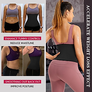 LODAY Waist Trimmer for Women Weight Loss,Tummy Trainer Sweat Workout Shaper,Neoprene-Free Slimming Sauna Wrap (Black, 2XL)