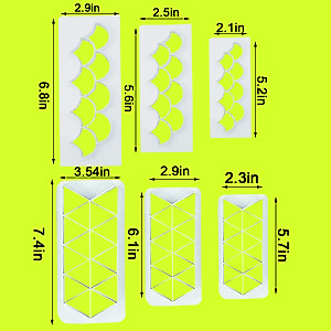 12 Pcs Cake Fondant Cutter, Fish Scale Fondant Cutters 4 Size Geometric Biscuit Cutters Cake Decorating Cookie Cutter Cake Border Decorating Tool for Square & Hexagon Cookie Cutters