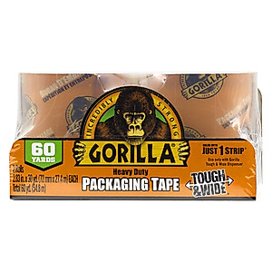 Gorilla Packing Tape Tough & Wide Refill for Moving, Shipping and Storage, 2.83" x 30 yd, 2 Rolls (Pack of 1)