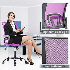 Ergonomic Office Chair Computer Desk Chair with Back Support Mesh Rolling Swivel PC Executive Chair Modern Adjustable Height Task Works Office Chair for Women Men, Pink