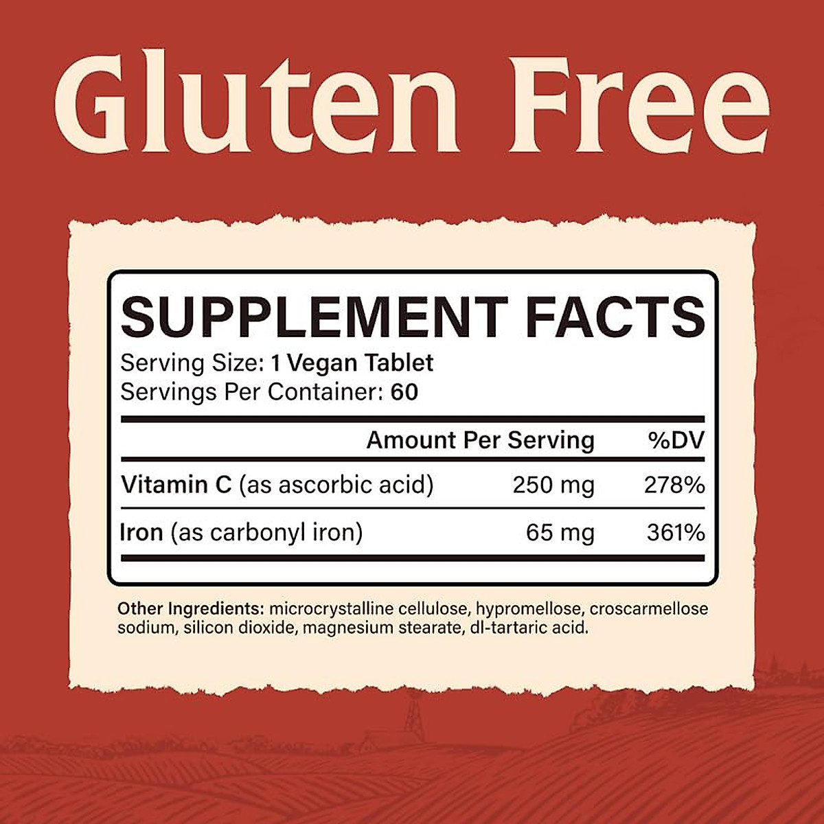 Elixeed Iron Tablets for Women & Men, 65 mg of Elemental Iron with VC, Gentle & Well-Absorbed, Blood Health, Energy Support, Vegan-Friendly, 60 Tablets, Non-GMO, No Gluten