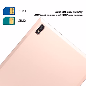 VINGVO 10.1 Inch Tablet, WiFi Tablet Gold 8GB RAM 128GB ROM Dual SIM Dual Standby 8MP Front 13MP Rear for Entertainment (US Plug)