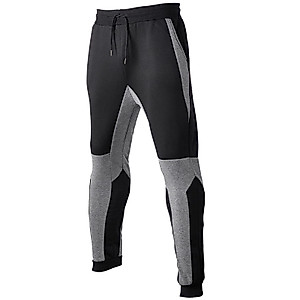 Men's Solid Joggers Trackpant Elastic Waist Workout Gym Running Bodybuilding Athletic Bottom Sweatpants with Deep Pockets(D#Black,3X-Large)