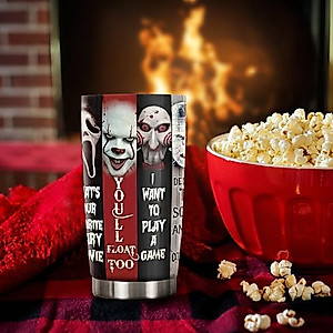 Keraoo Classic Horror Character 20oz Tumbler, Gift for Men & Women - Horror Mug & Cup, Halloween Decoration