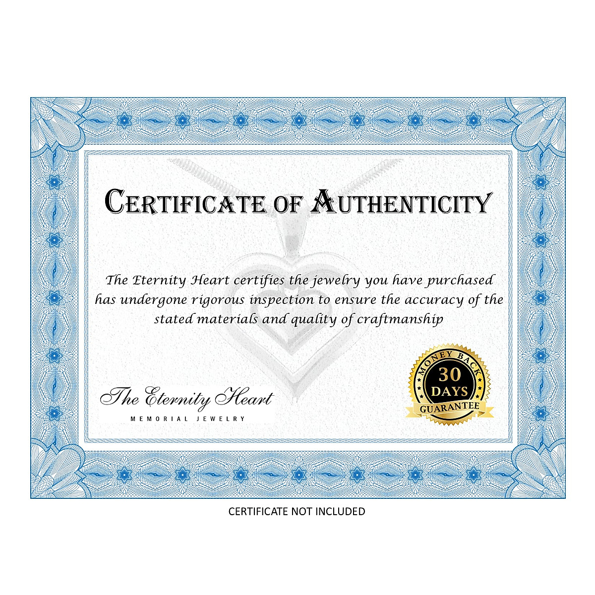 18k Gold Finish Cremation Jewelry Urn Heart Pendant Memorial Keepsake Locket Necklace for Ashes and 20" Gold Chain, The Eternity Heart