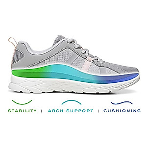 Vionic Women's Brisk Radiant Active Sneakers- Supportive Walking Shoes That Include Three-Zone Comfort with Orthotic Insole Arch Support, Sneakers for Women, Light Grey/Pink 9 Wide
