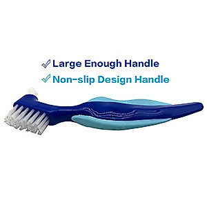 Ocircle Premium Hard Denture Brush Toothbrush, White Carrying Case, Multi-Layered Bristles & Portable Denture Double Sided Brush, Denture Care(Pack of 6)