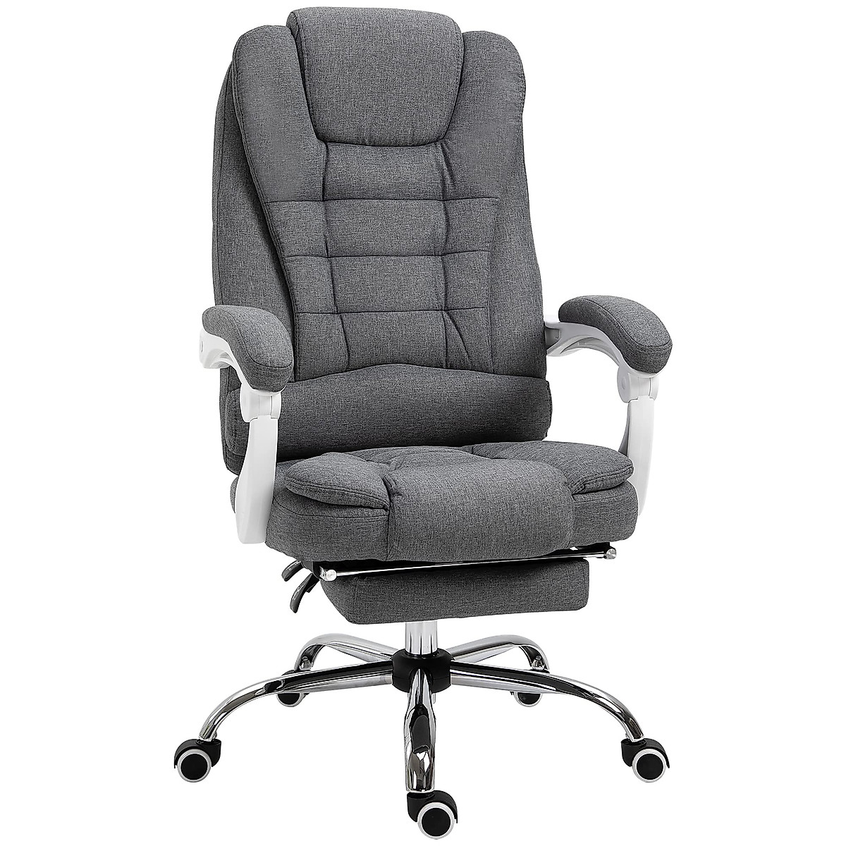 Vinsetto High-Back Executive Office Chair with Footrest, Linen-Fabric Computer Chair with Padded Armrests, Ergonomic Office Chair, Gray
