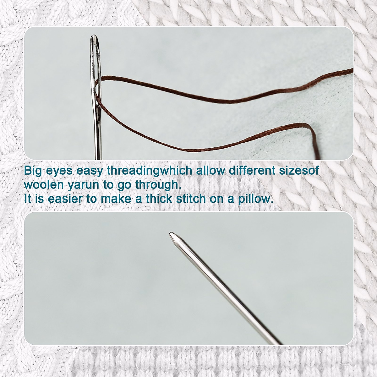 FIVEIZERO 80/40 PCS Large-Eye Blunt Needles,8 Sizes Stainless Steel Yarn Knitting Needles,Sewing Needles,Crafting Knitting Weaving Stringing Needleswith Threaders for Finishing Off Crochet Projects CJ