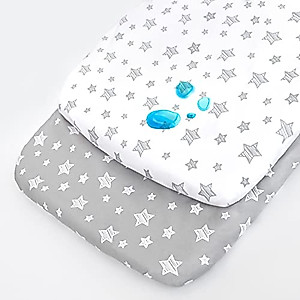 Waterproof Bassinet Sheets 2 Pack, Compatible with RONBEI & Koola Baby & Baby Joy Bassinet, 33" X 20" Fits Most bassinets and Cradles