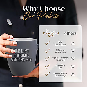 Personalized Coffee Mug Engraved with your Custom Text - Customized Coffee Mug, Hot Chocolate Mug, Tea mug, Birthday Gift, Retirement Gift (Matte Grey, Engraved Custom Text)